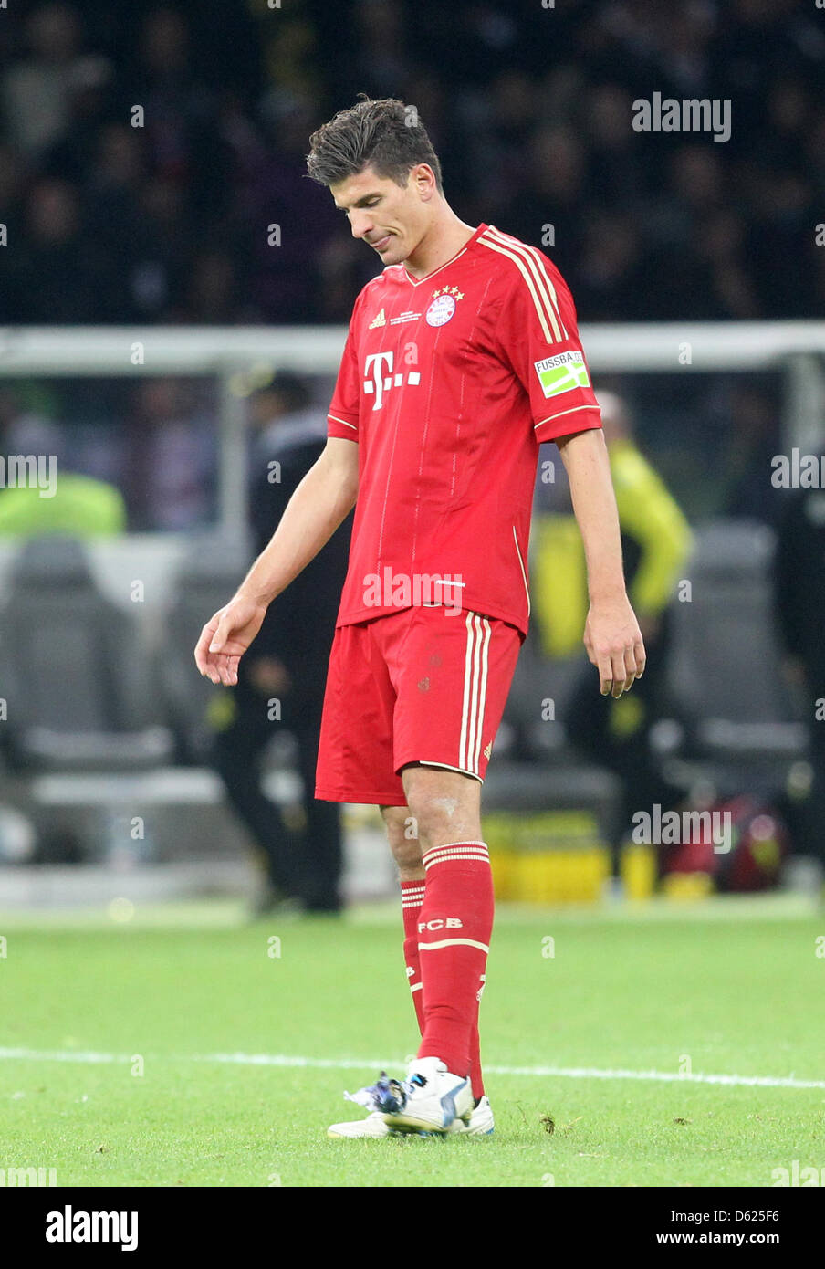 Munich's Mario Gomez reacts during the German DFB Cup final soccer ...