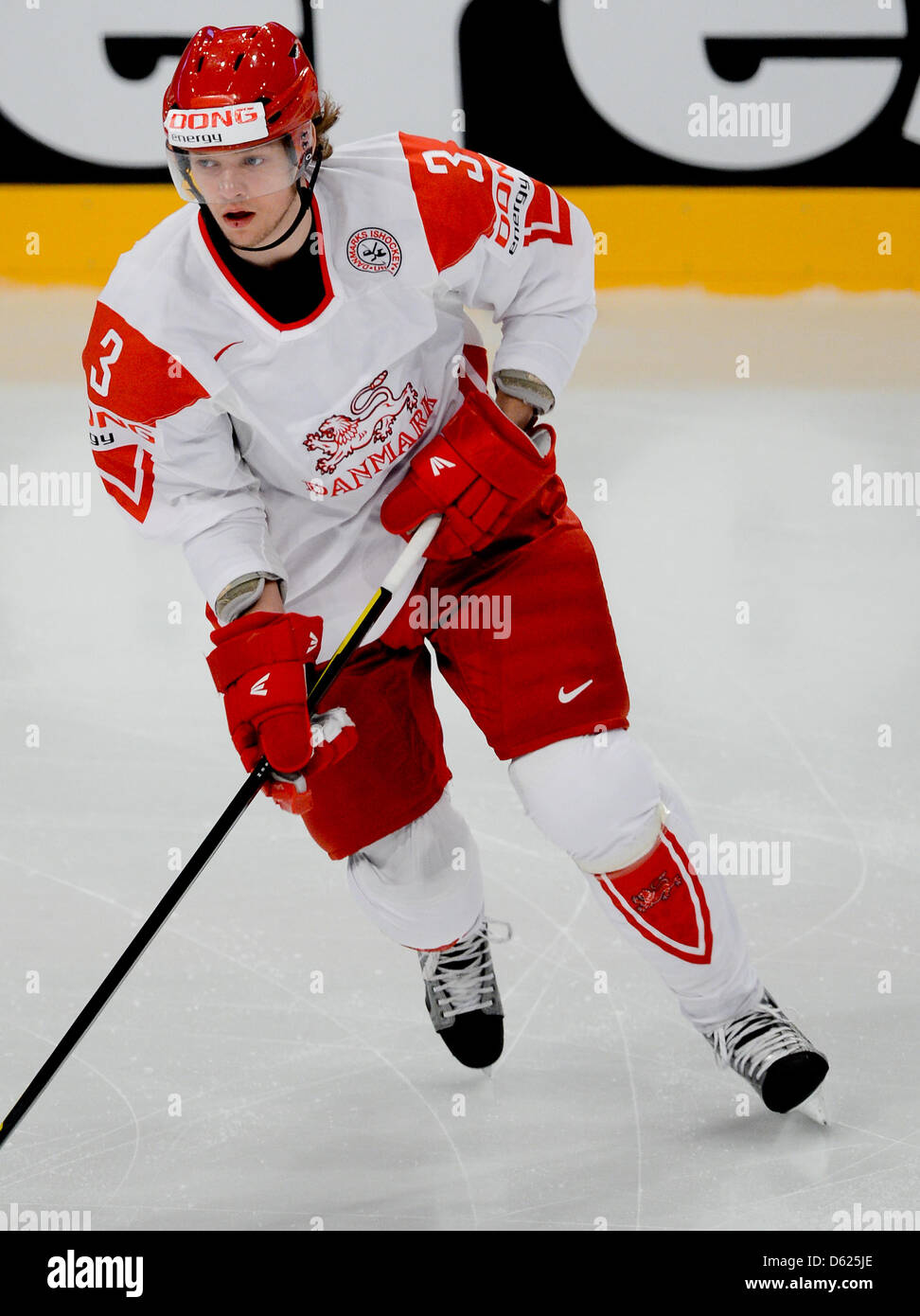 Denmark's Philip Larsen gestures during the Ice Hockey World ...