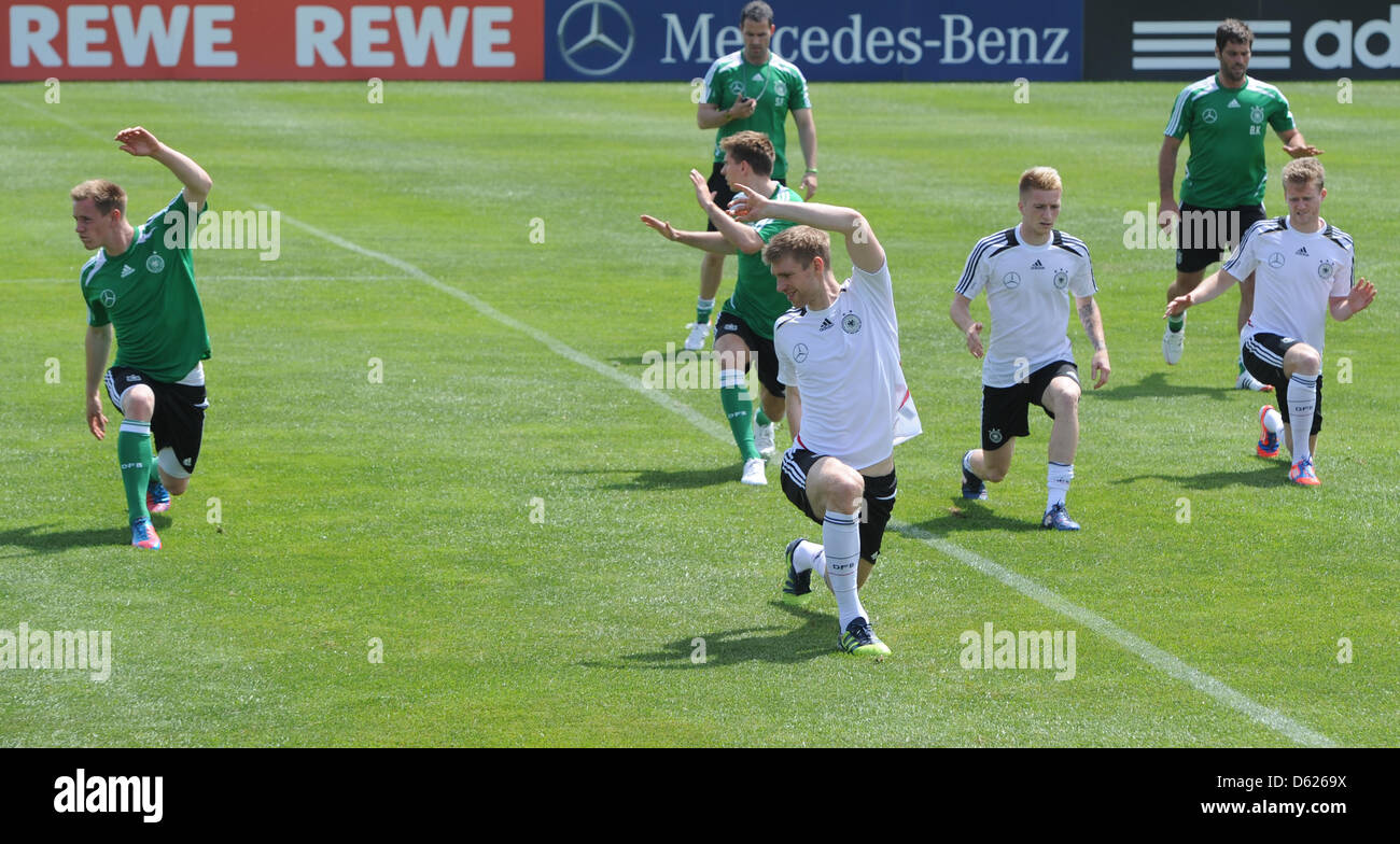 German national soccer players Marc-Andre ter Stegen (L-R), Ron-Robert ...