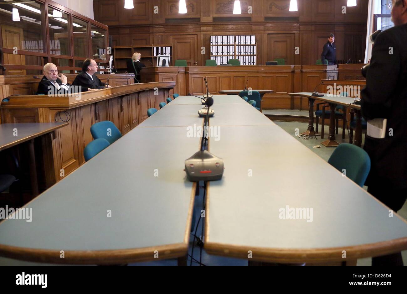 The interior of the courtroom is pictured at the Higher Regional Court ...