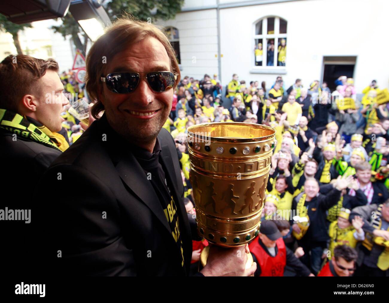 Juergen Klopp, coach of German soccer champion Borussia Dortmund holds ...