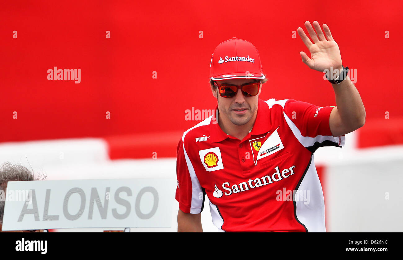 Spanish Formula One driver Fernando Alonso of Ferrari joines the ...