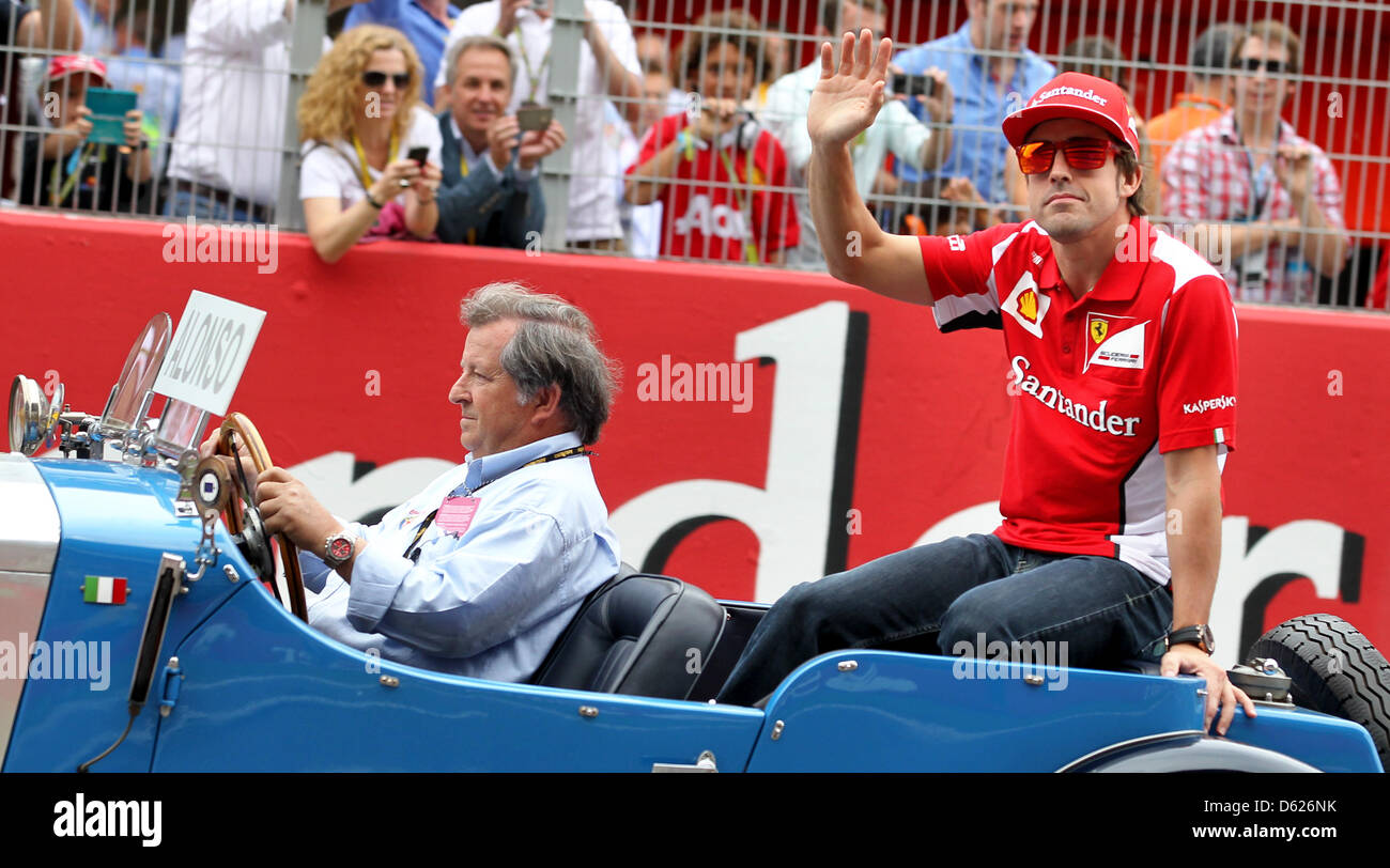 Spanish Formula One driver Fernando Alonso of Ferrari joines the ...