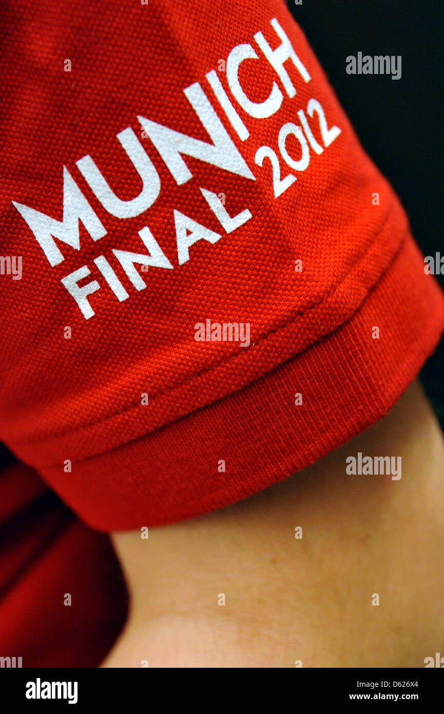 The logo "Munich Final 2012" is written on a shirt sleeve during the ...