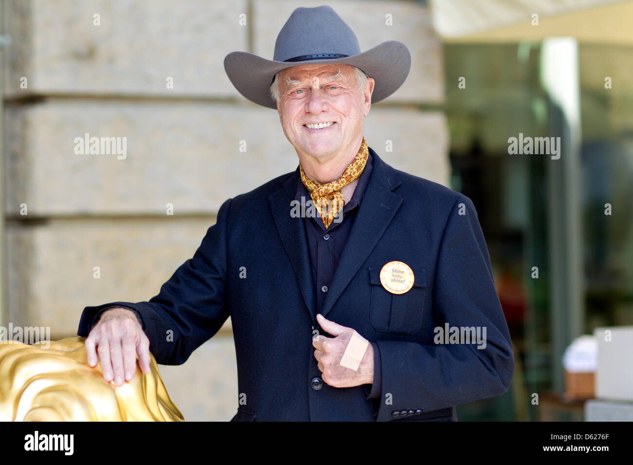 US actor Larry Hagman poses during the presentation of the solar energy ...