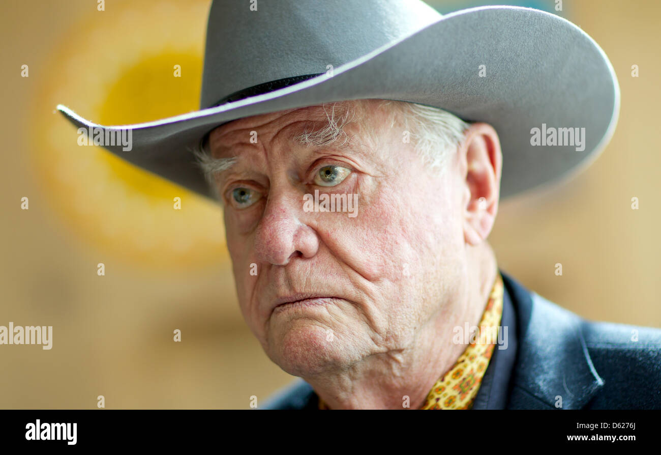US actor Larry Hagman poses during the presentation of the solar energy ...