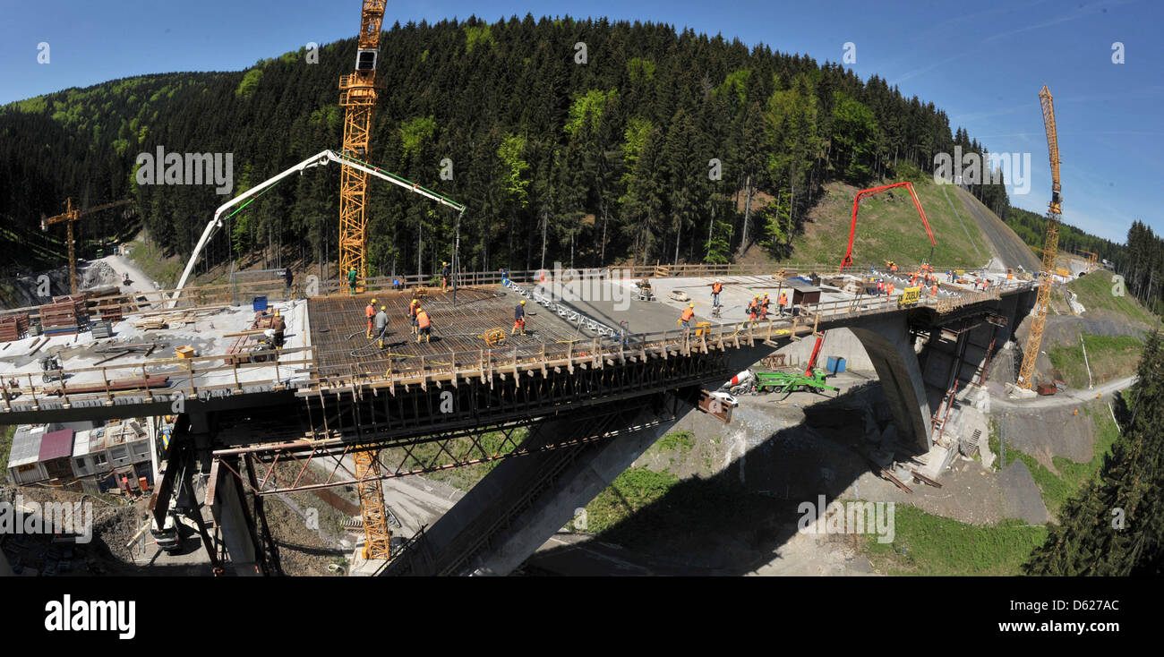 The Grubental Bridge is under construction near Goldisthal, Germany, 14 ...