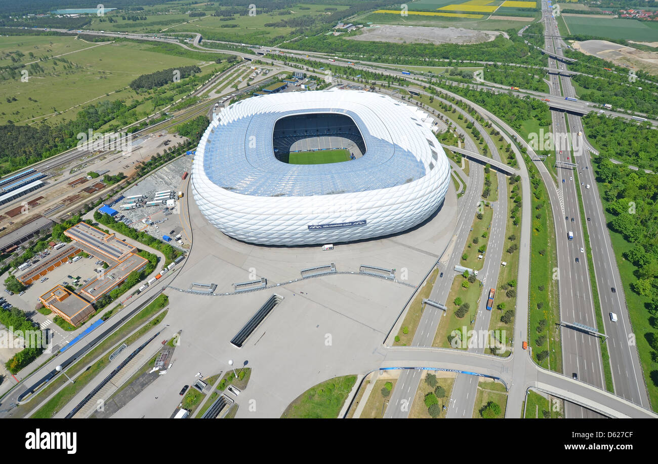 A banner of the UEFA Champions League is on display at the Allianz ...
