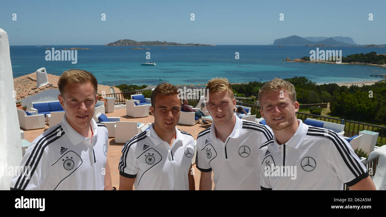 German national soccer players (L-R) goal keeper Marc-Andre ter Stegen ...