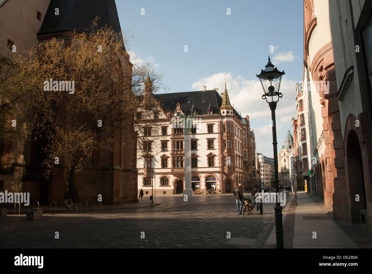 Classic Old Town street scene near the Plaza at St. Nicholas Church, in ...