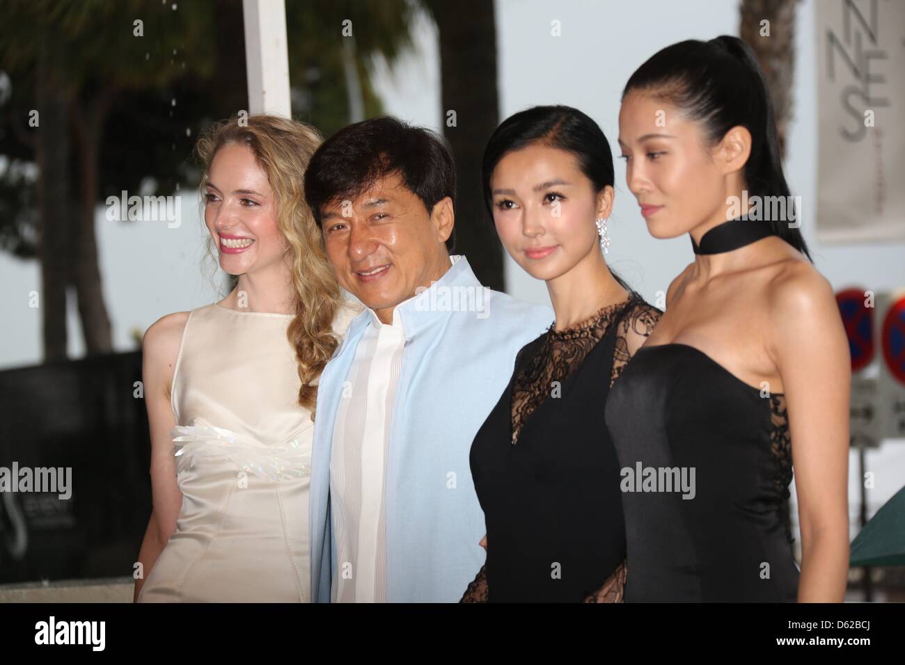 Director Jackie Chan and actresses Laura Weissbecker (l-r), Zhang Lan ...