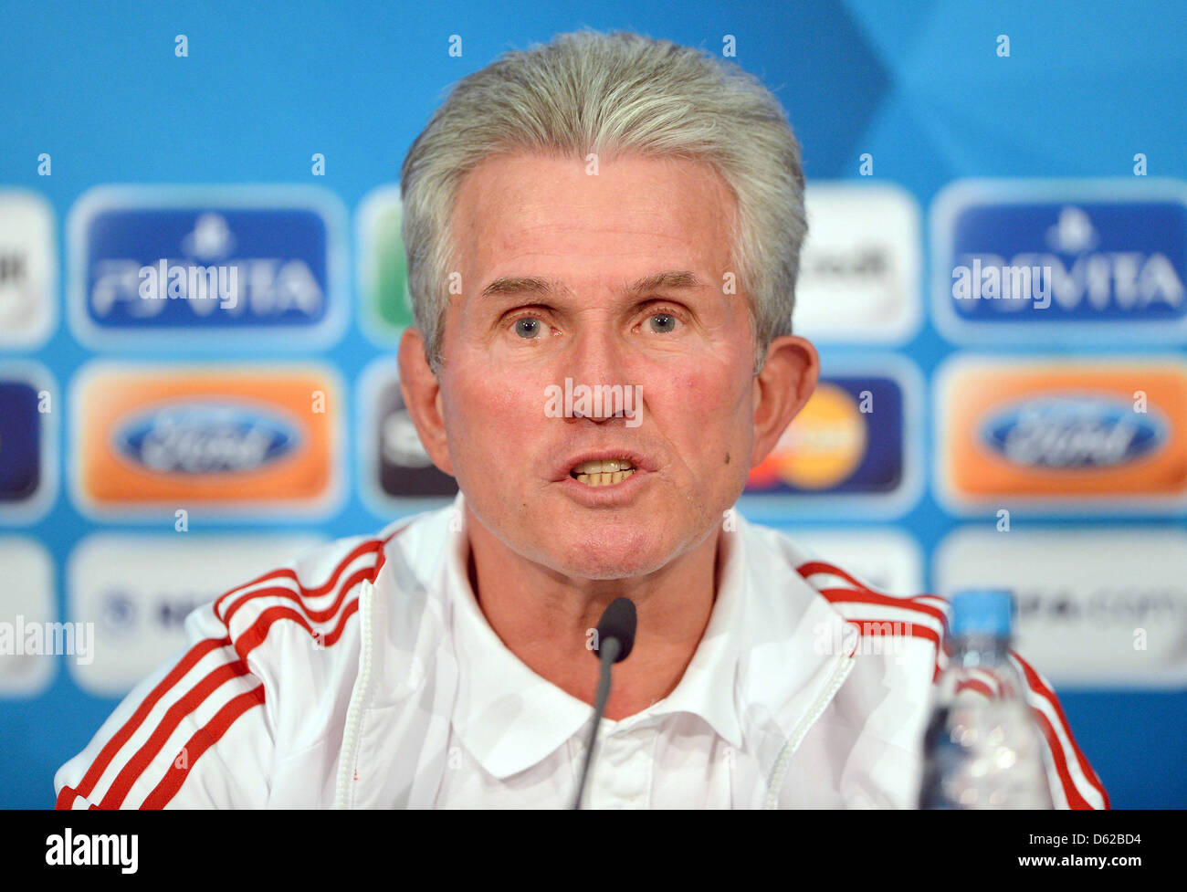 MUNICH, GERMANY - MAY 18: Manager Jupp Heynckes speaks during the FC ...