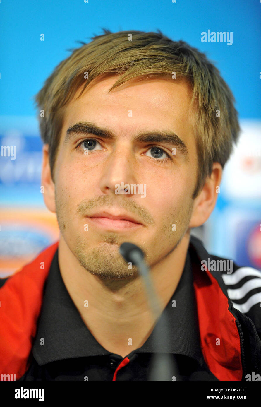 MUNICH, GERMANY - MAY 18: Philipp Lahm of Bayern Munich looks on during ...