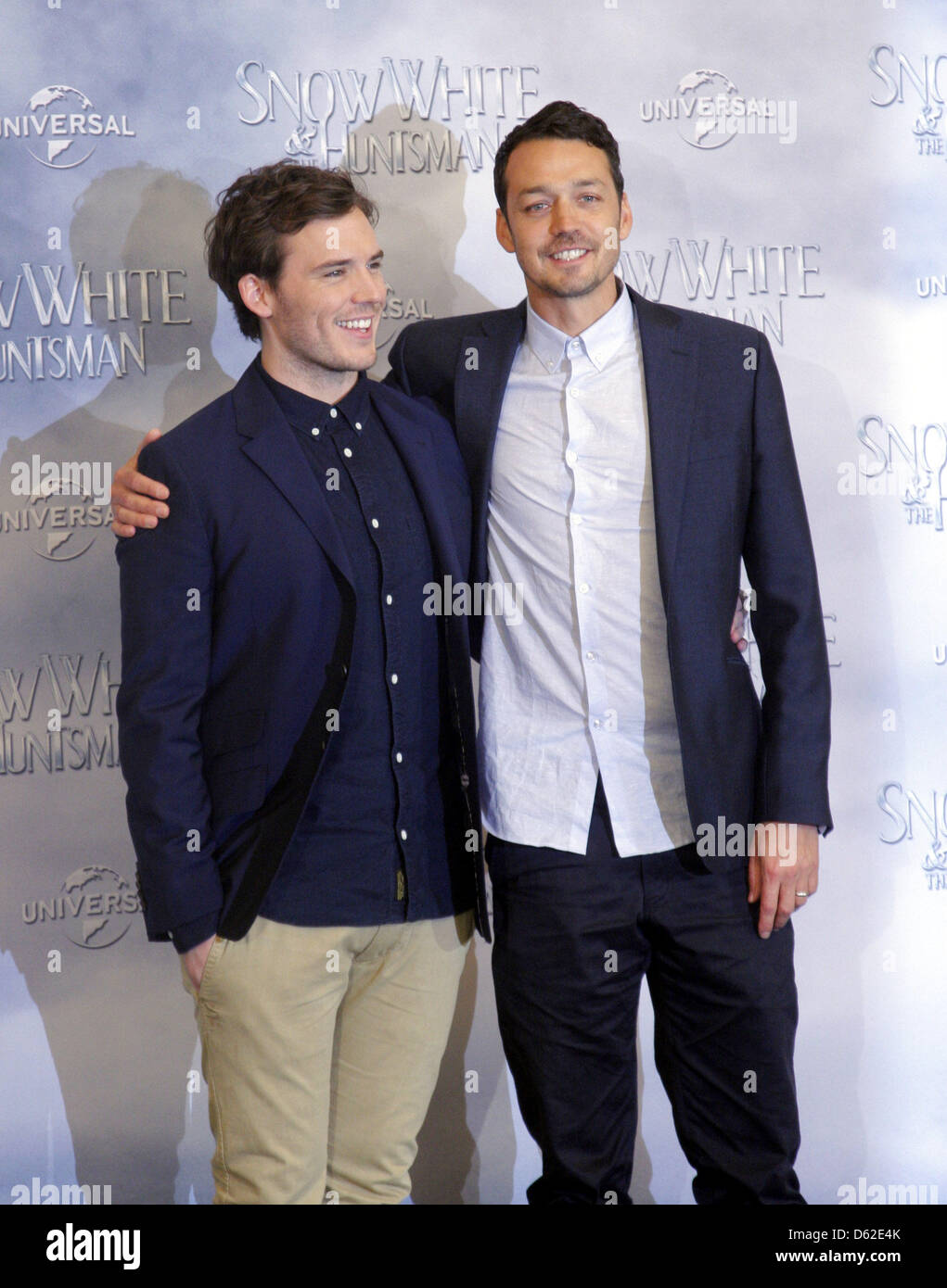 British actor Sam Claflin (L) and director Rupert Sanders poses for the ...