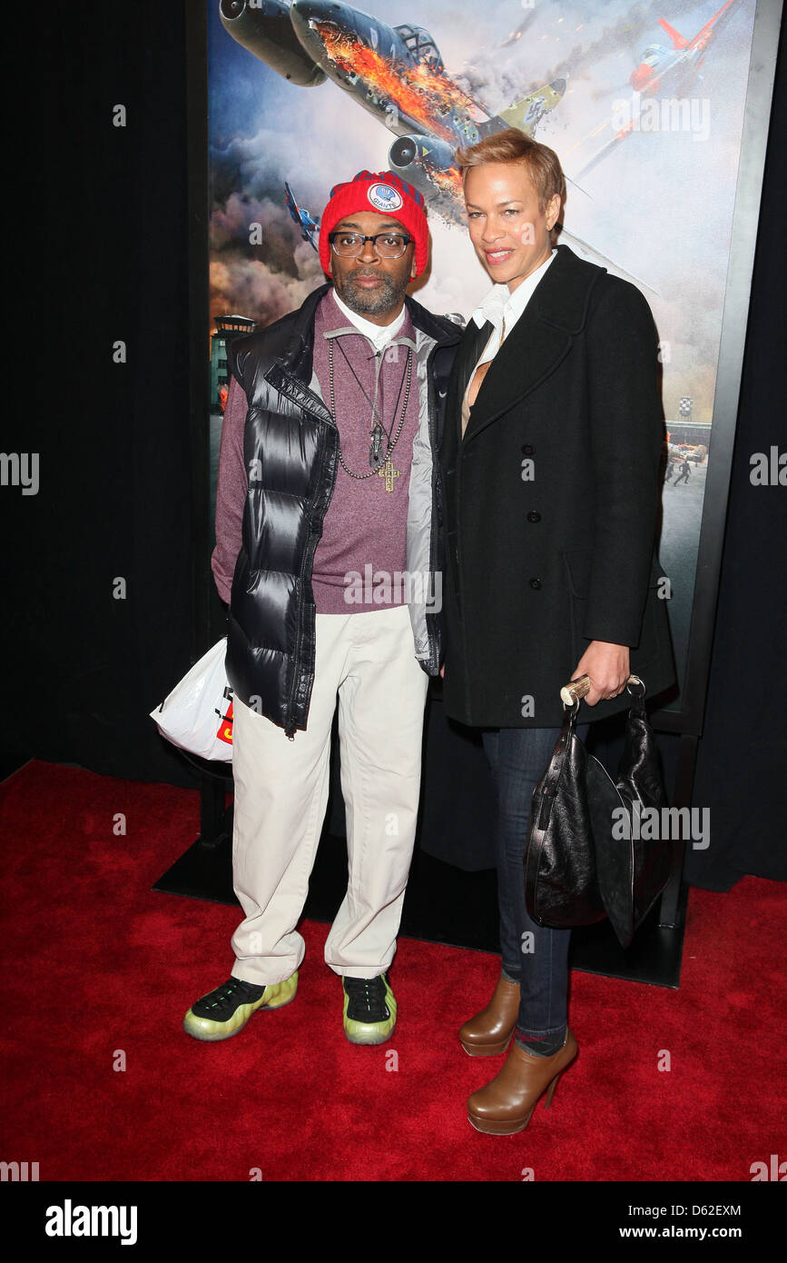 Spike Lee, Tonya Lewis Lee The New York Premiere of 'Red Tails' held at ...