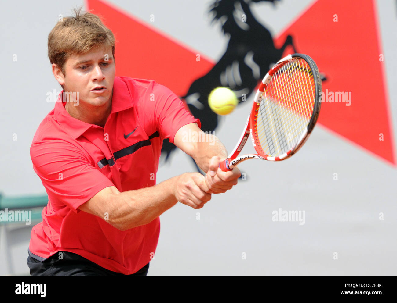 American Ryan Harrison plays in a double match with Blake (USA) against ...