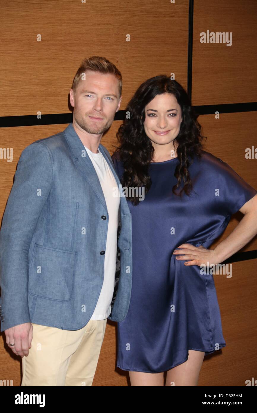 Irish singer Ronan Keating and British actress Laura Michelle Kelly pose to promote the film ...