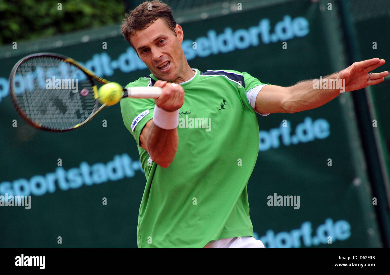 The Czech Republic's Frantisek Cermak plays in the double match Soeda ...