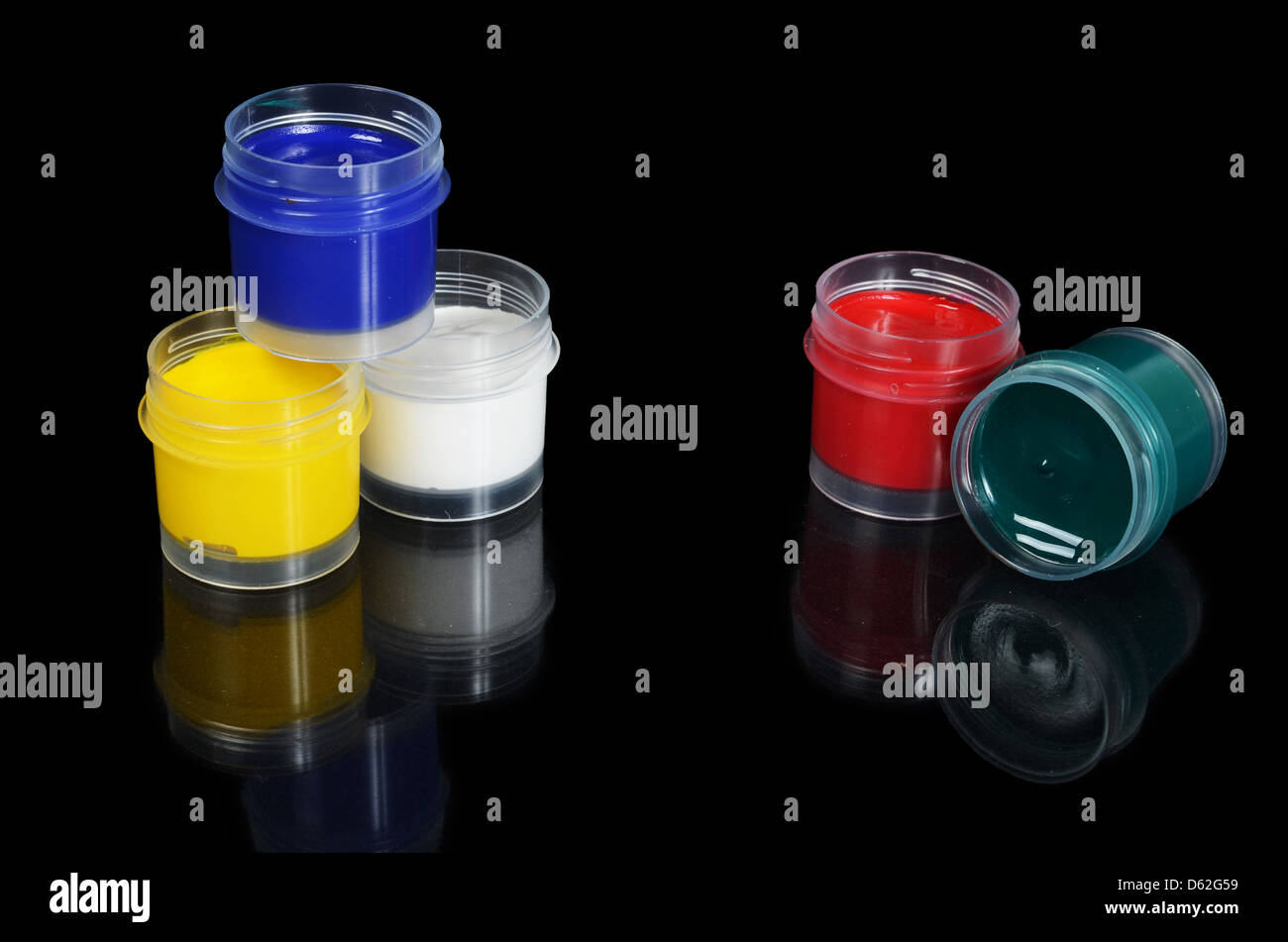 Jars with colour paints Stock Photo - Alamy