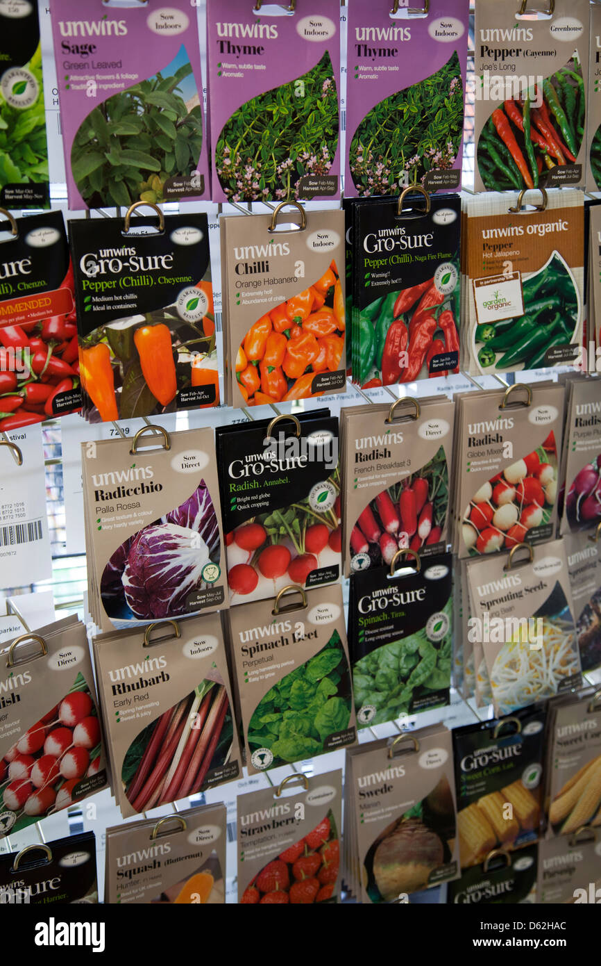 Seed Packs on Rack in Shop Stock Photo - Alamy