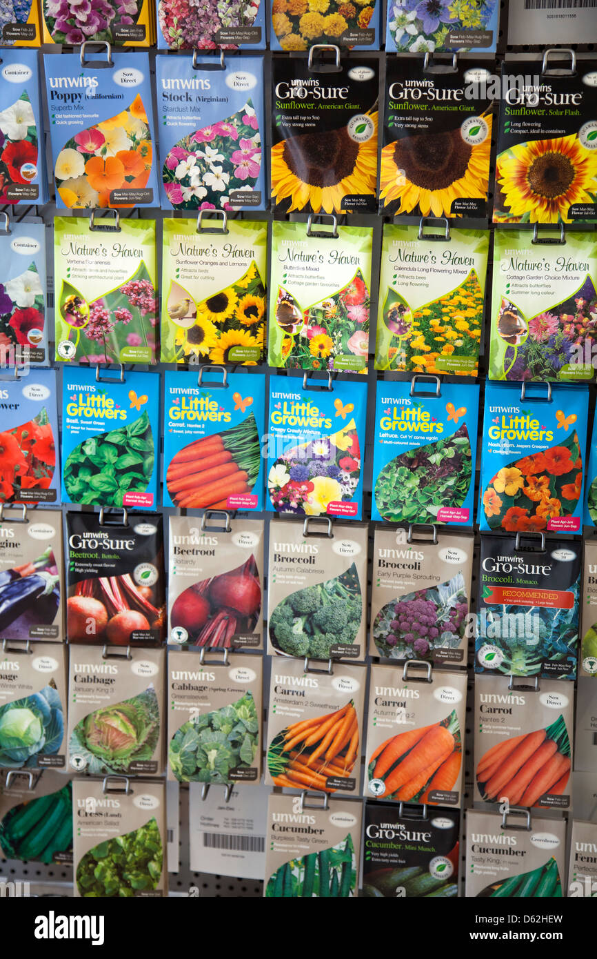 Seed Packs on Rack in Shop Stock Photo - Alamy