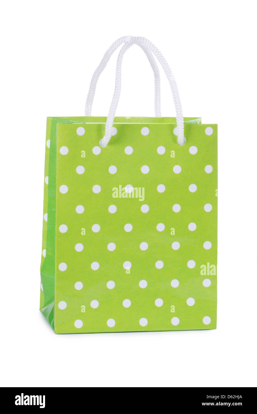 Bright gift bag isolated on white Stock Photo - Alamy