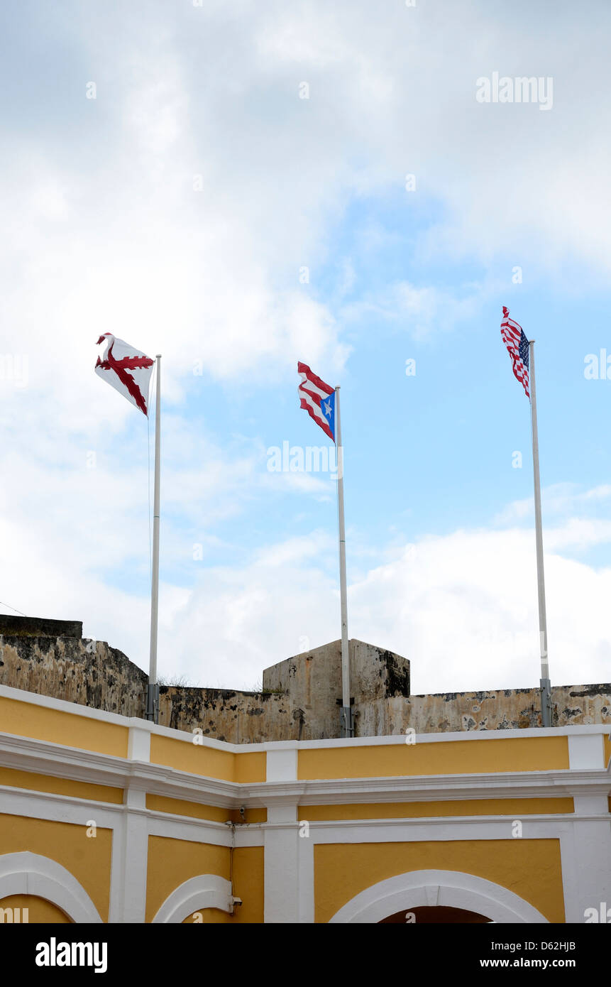 Flags at El Morro, San Juan National Historic Site, San Juan, Puerto ...