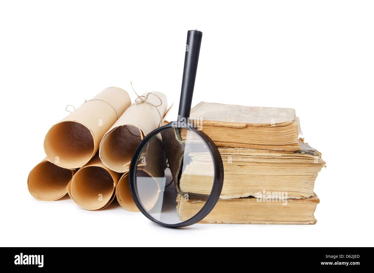 Many ancient scrolls and old books Stock Photo - Alamy