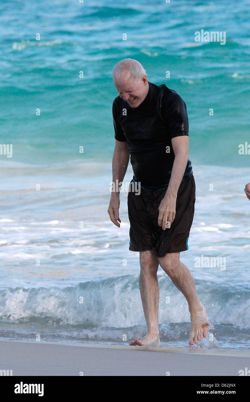 Steve Martin taking a quick swim in the ocean Celebrities relaxing on ...