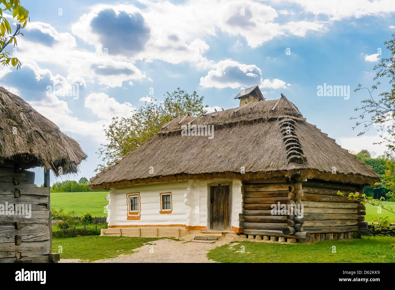 A typical Ukrainian antique house, in Pirogovo near Kiev Stock Photo ...