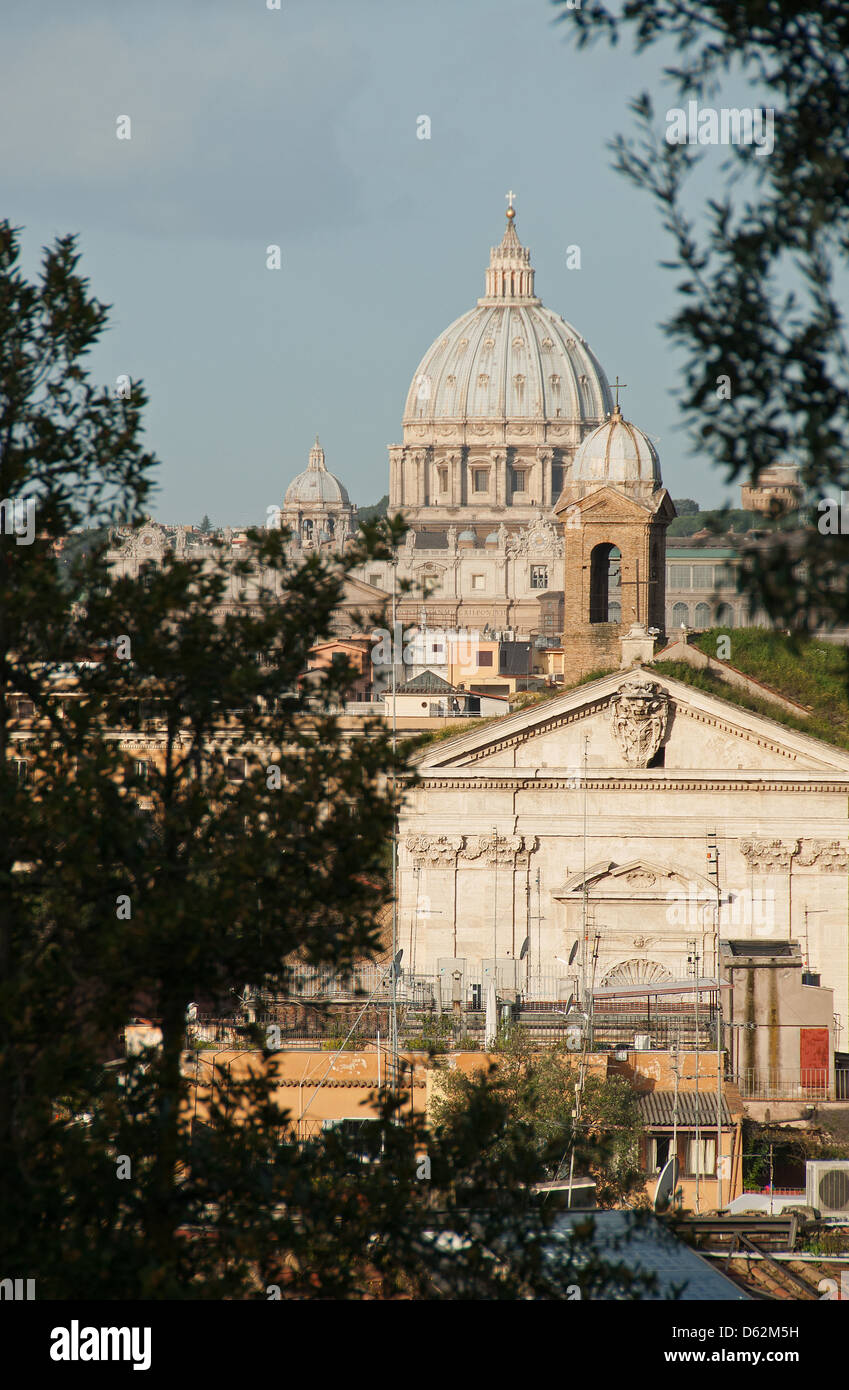 ROME, ITALY. An elevated view of the Tridente district of the city ...