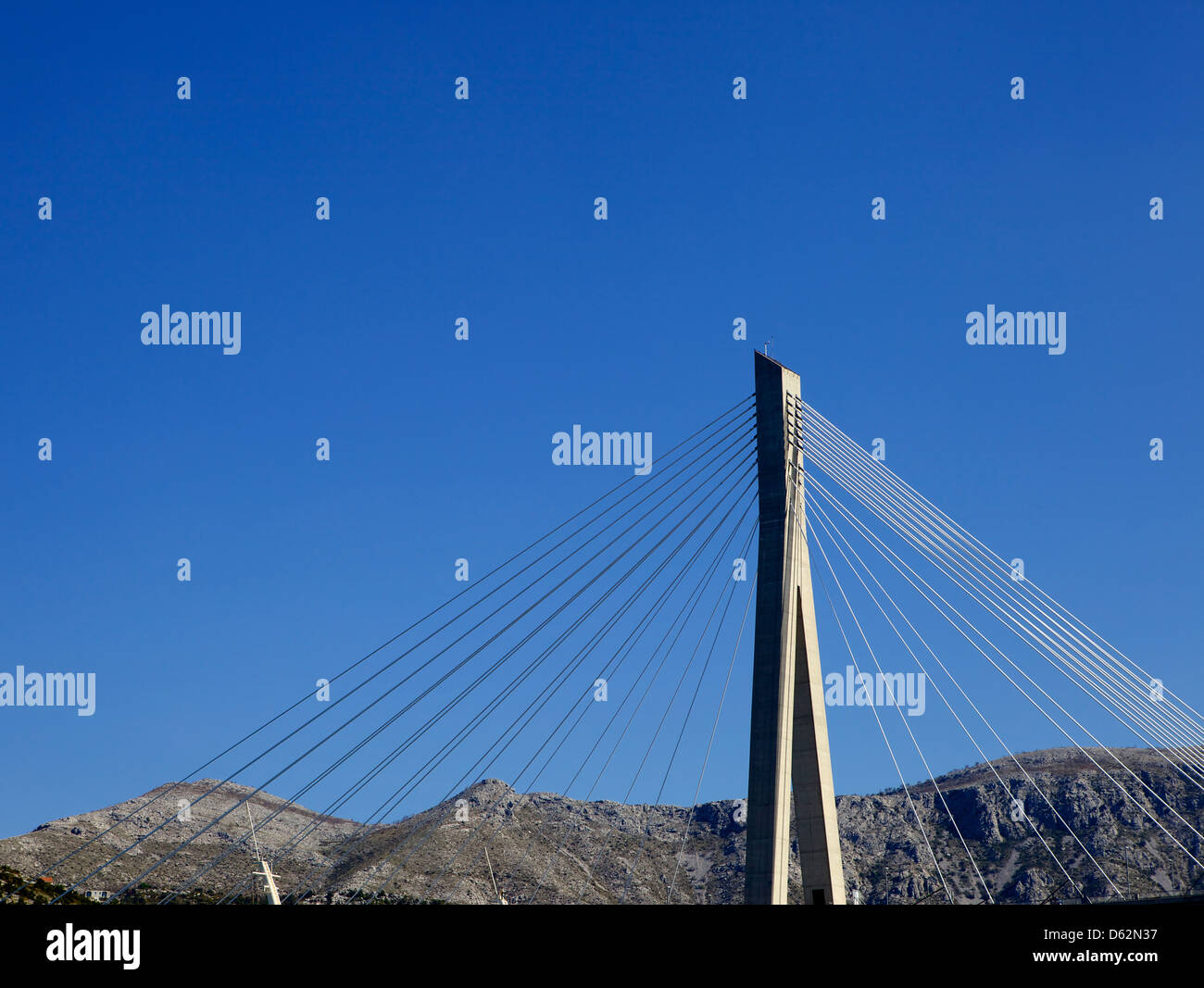 Franjo Tudman Franja Tudmana suspension bridge at the entrance to Gruz ...