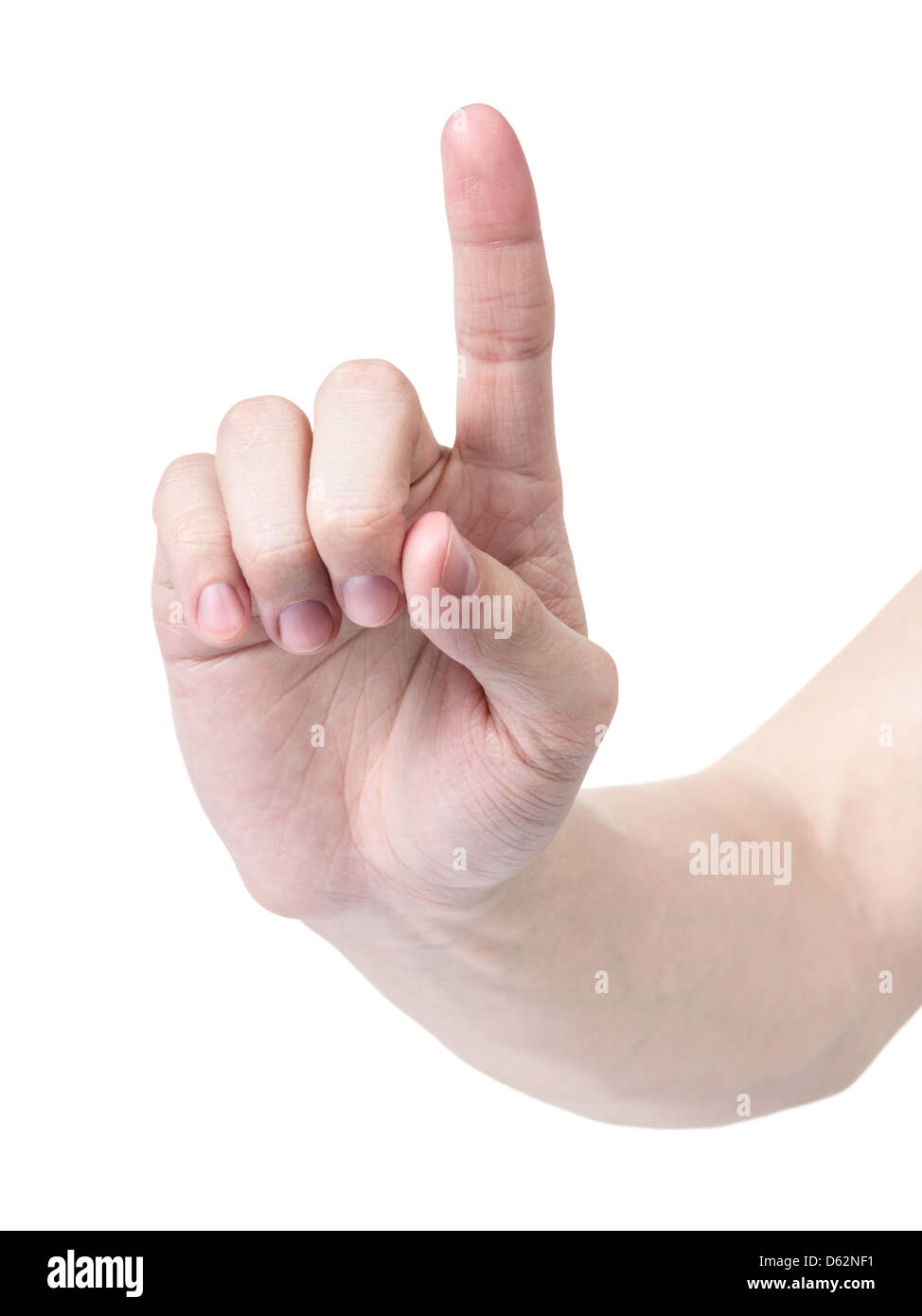 adult man hand touching virtual interface, isolated on white Stock ...