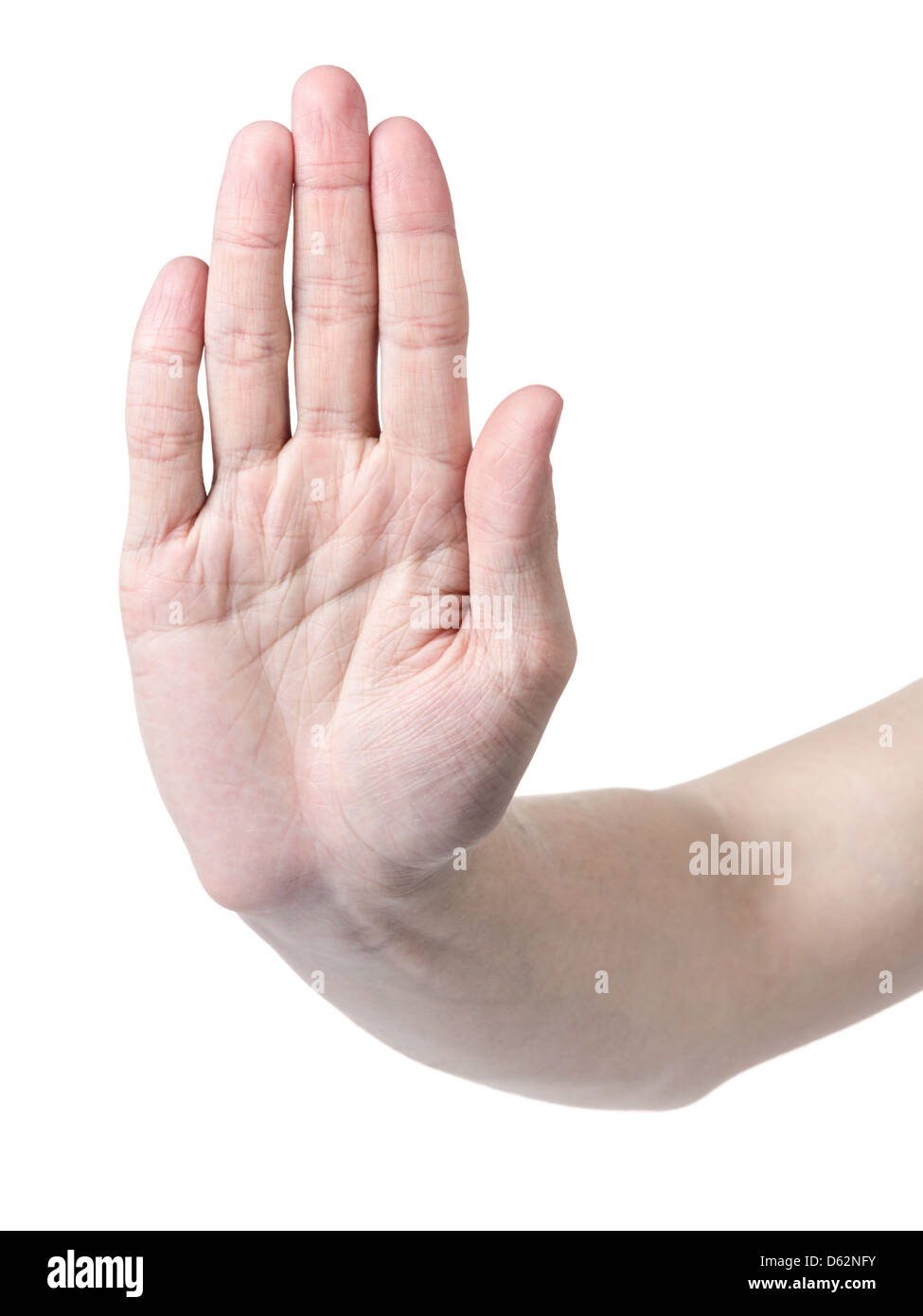 adult man hand up stop sign or asking, isolated on white Stock Photo ...