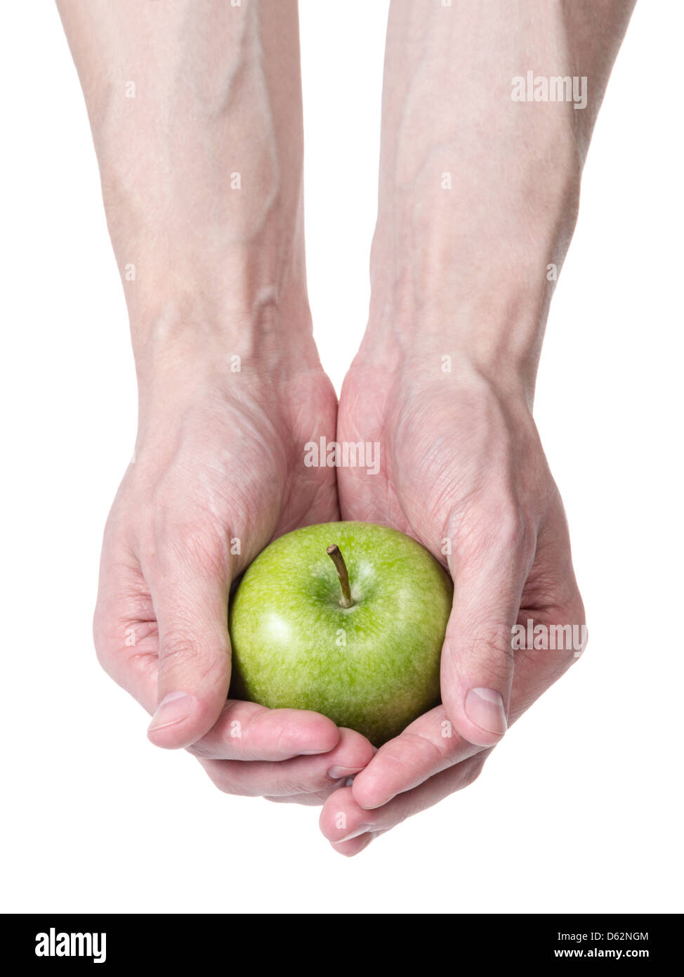 Two Hands Touching A Apple