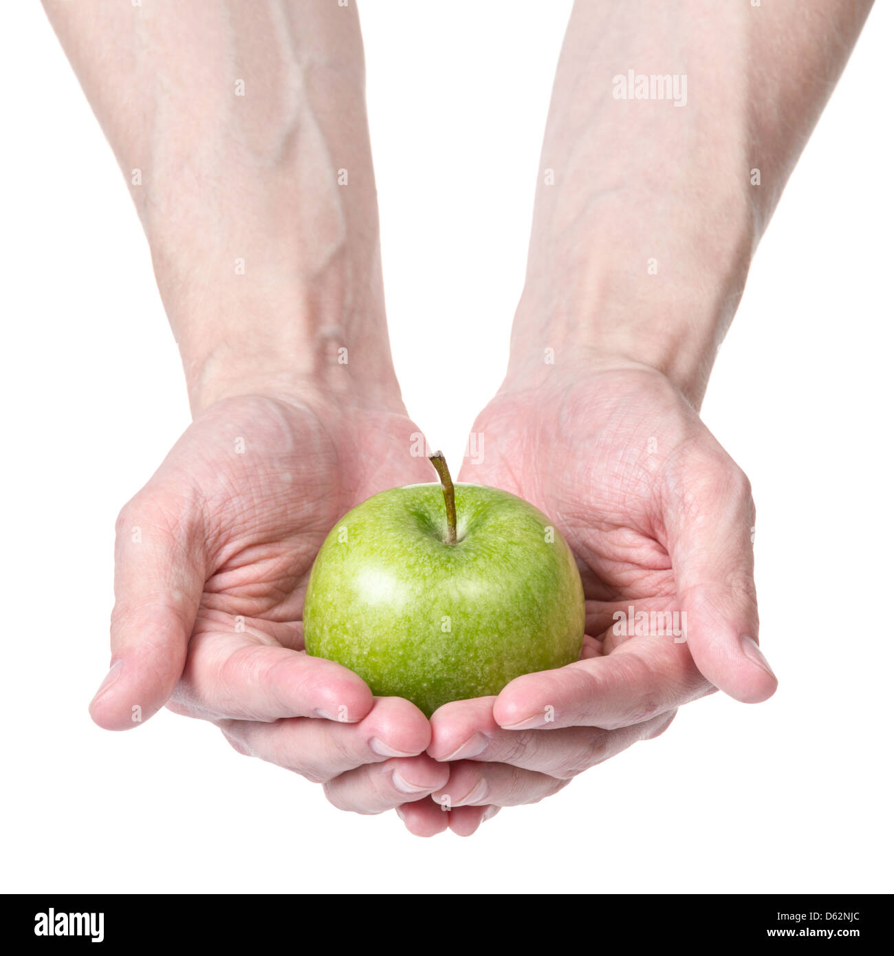 Two Hands Touching A Apple