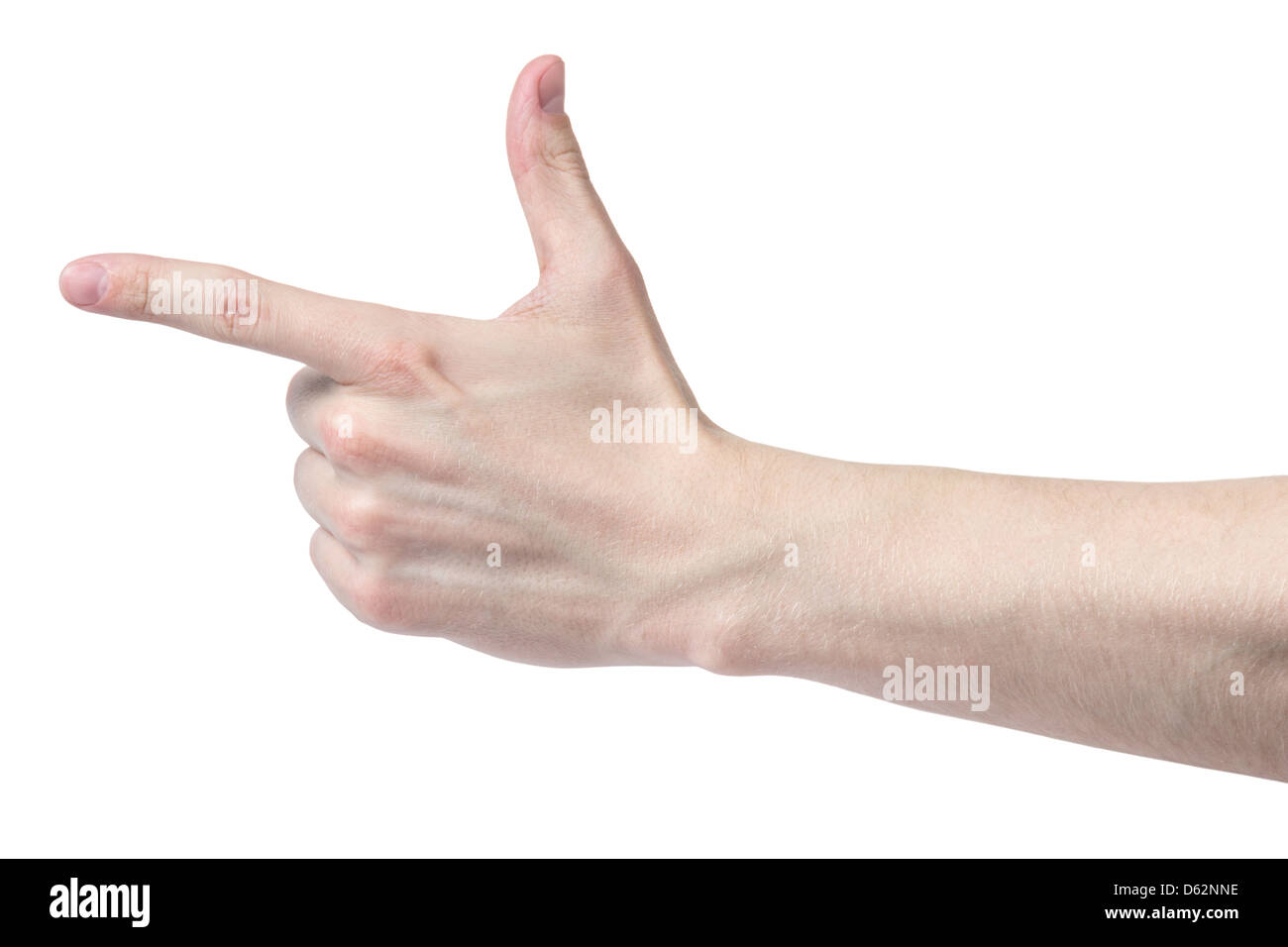 adult man hand shows angle, isolated on white Stock Photo - Alamy