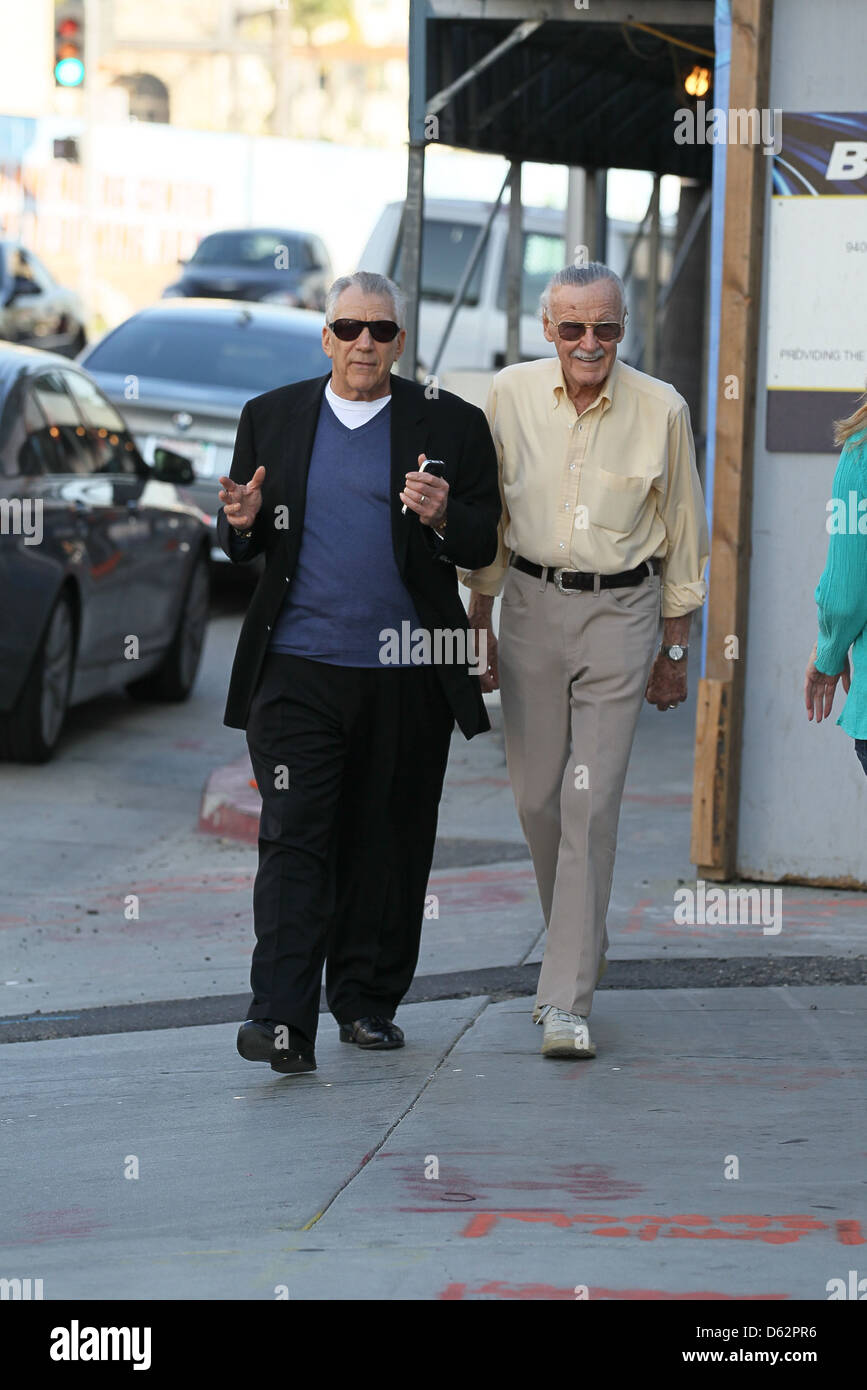 Stan Lee out and about with a friend in Beverly Hills Los Angeles ...