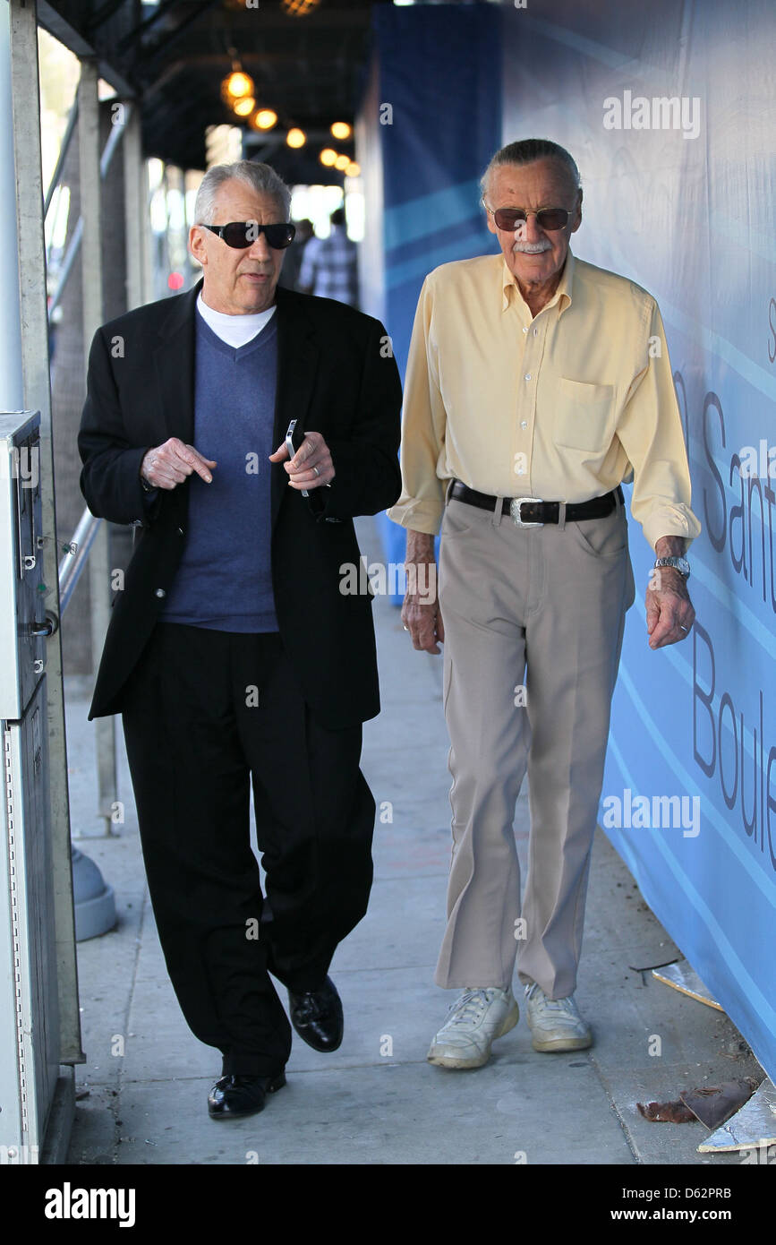 Stan Lee out and about with a friend in Beverly Hills Los Angeles ...