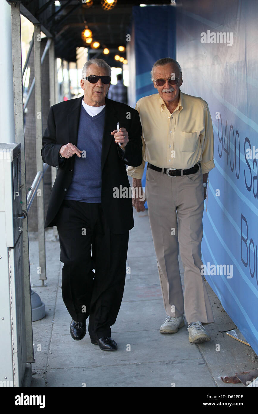 Stan Lee out and about with a friend in Beverly Hills Los Angeles ...