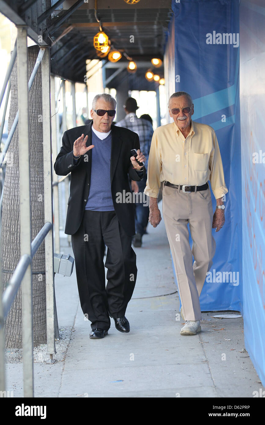 Stan Lee out and about with a friend in Beverly Hills Los Angeles ...