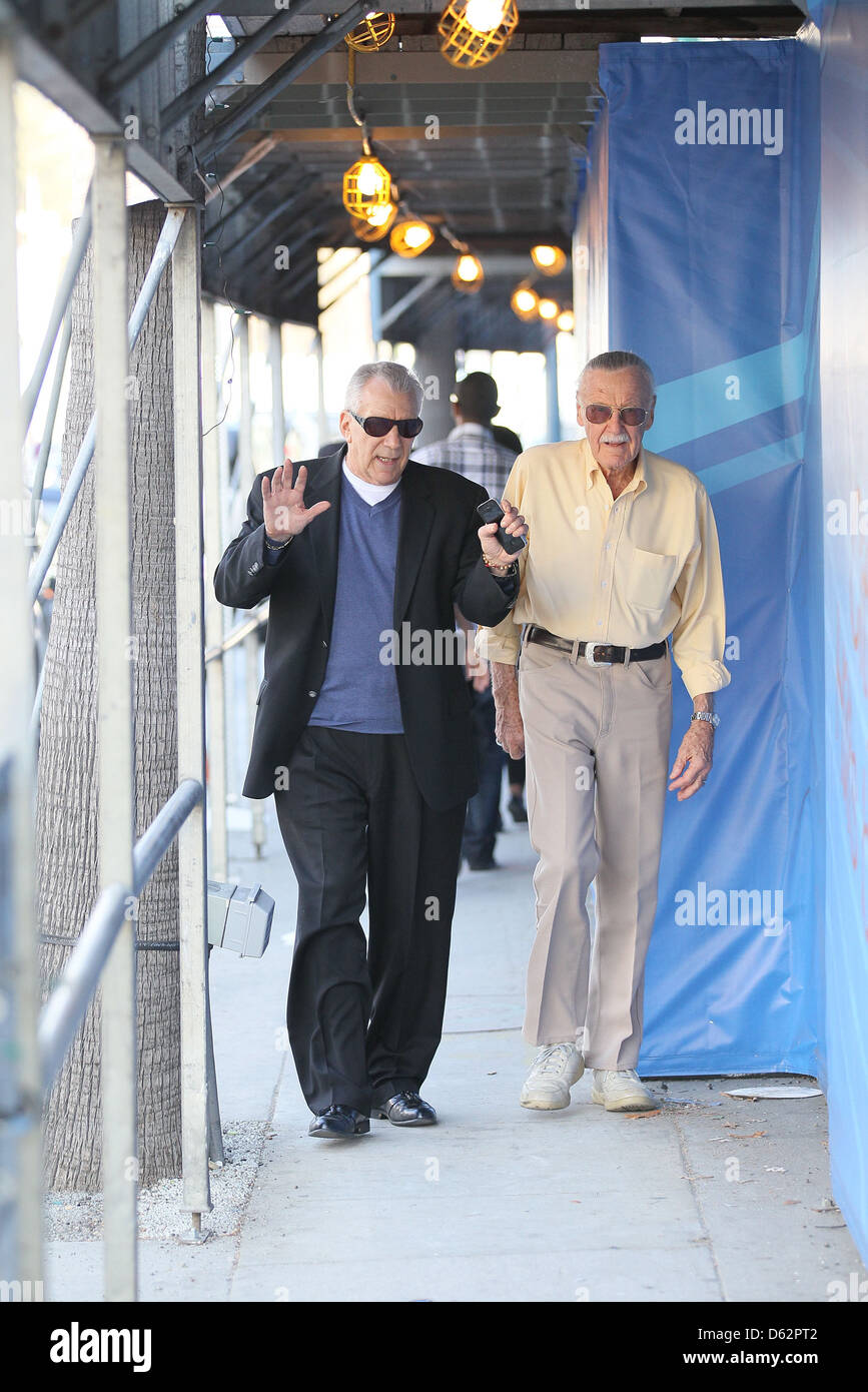 Stan Lee out and about with a friend in Beverly Hills Los Angeles ...
