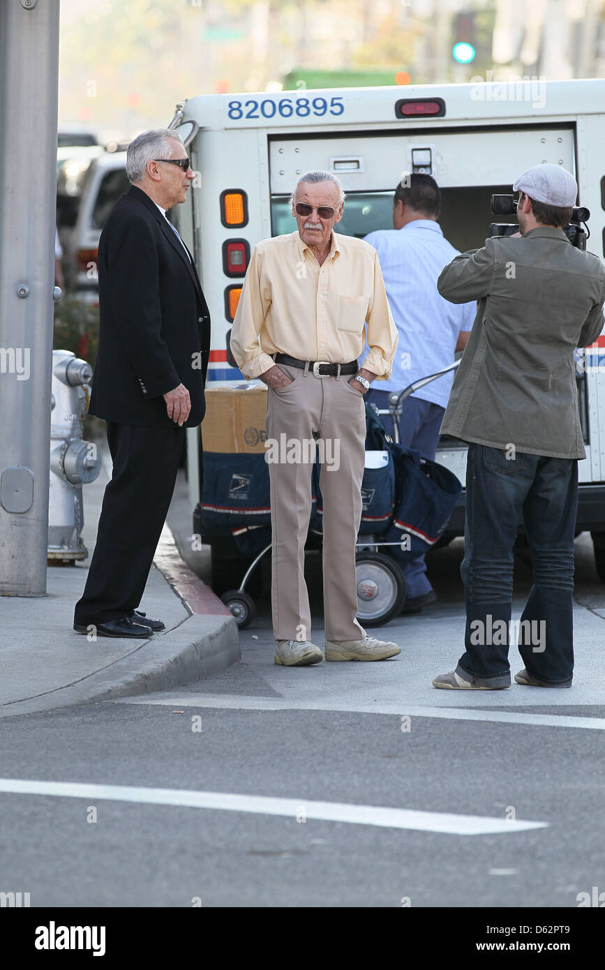 Stan Lee out and about with a friend in Beverly Hills Los Angeles ...