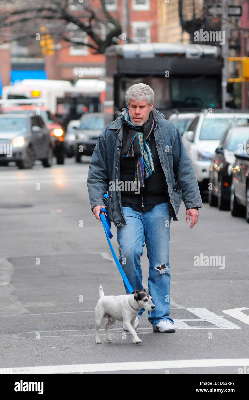 Ron Perlman walking his dog in Manhattan New York City, USA - 06.01.12 ...
