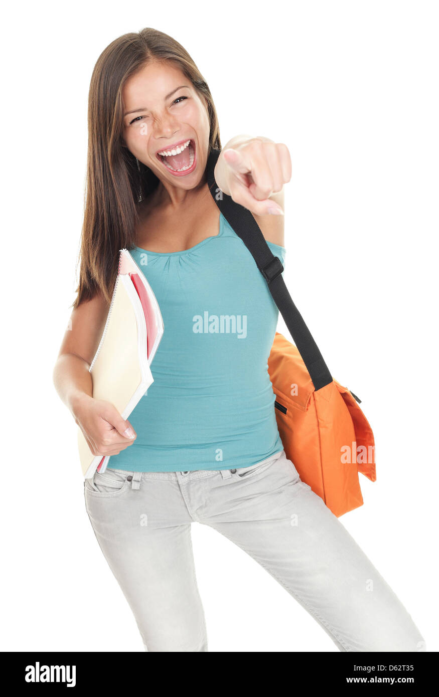 Success student excited isolated on white background. Beautiful cute ...