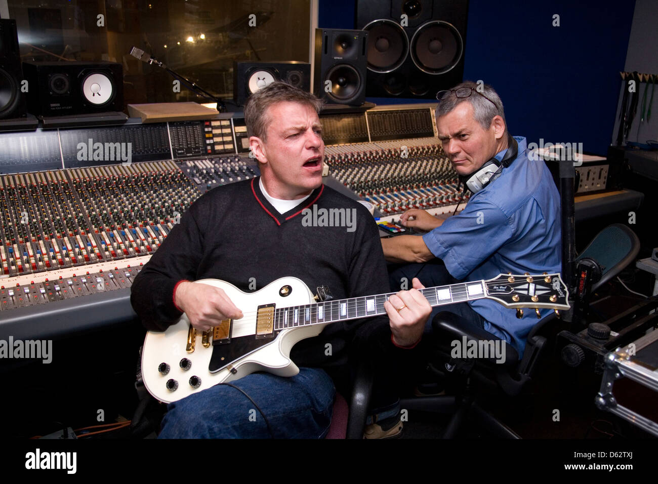 Suggs and Mike Barson from Madness at the Moloko studios London England ...