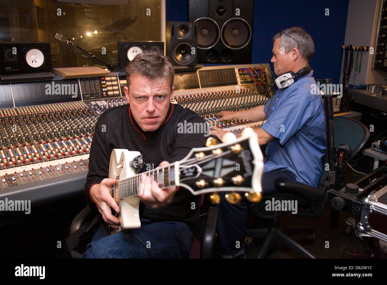 Suggs and Mike Barson from Madness at the Moloko studios London England ...