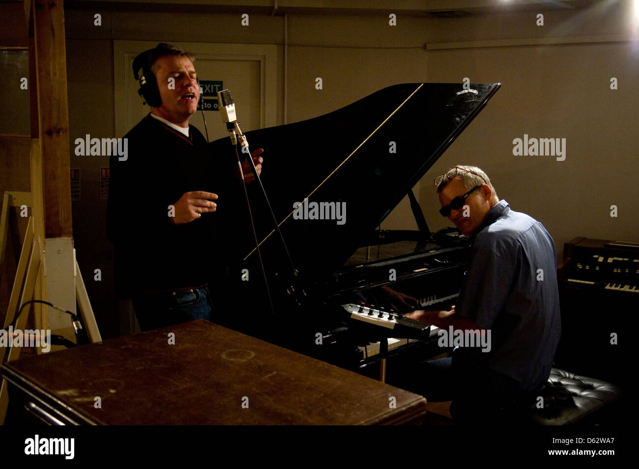 Suggs and Mike Barson from Madness at the Moloko studios London England ...