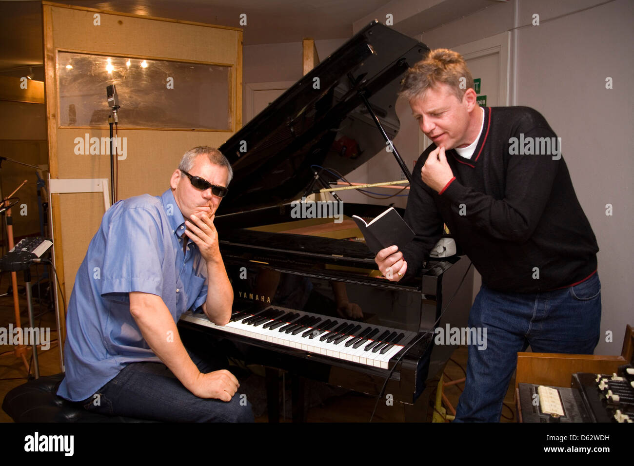 Suggs and Mike Barson from Madness at the Moloko studios London England ...