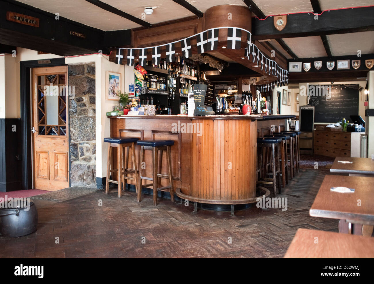 Inside the Top House pub, Lizard Village. Lizard Peninsula Cornwall ...